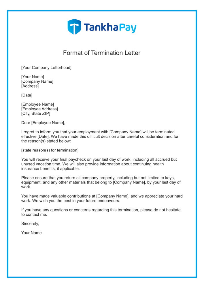 Sle Employee Termination Letter Format In Word Infoupdate