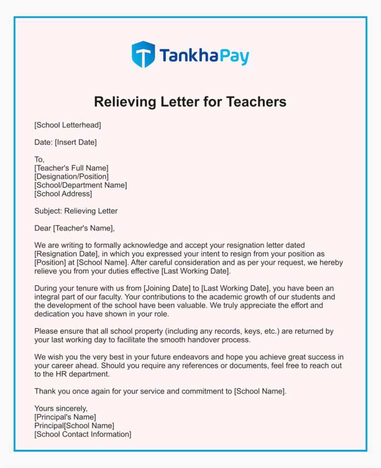 Relieving Letter - Format in Word & Pdf (Download Templates) Relieving Letter - Format in Word & Pdf (Download Templates)