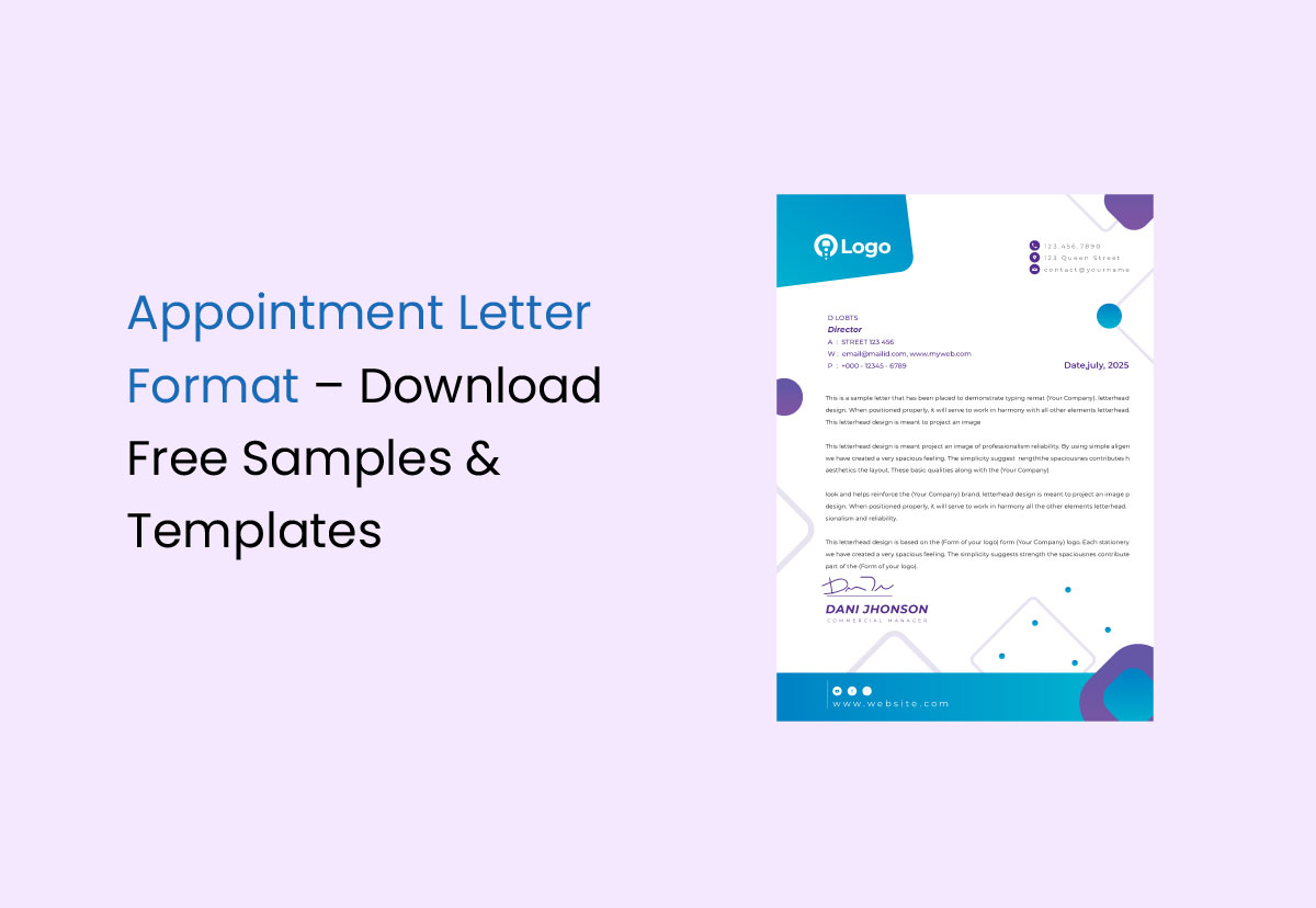 Appointment Letter - Format in Word, & Pdf (Download Templates)