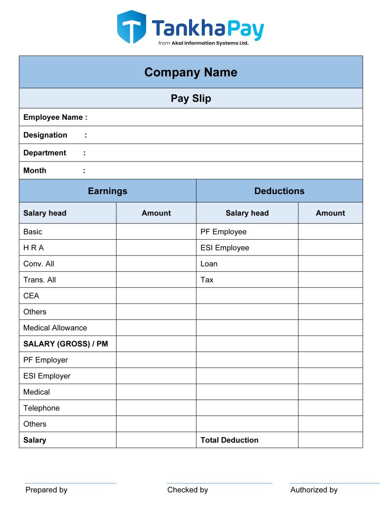 Salary Slip Format in Excel, Word, & PDF - Payslip Download